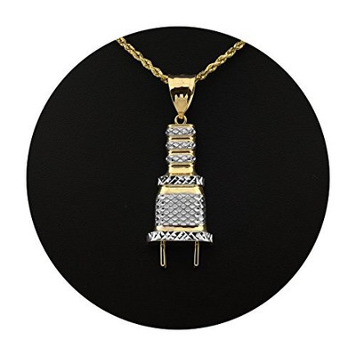 LOVEBLING 10K Yellow Gold Plug Charm Pendant (2.30" x 0.77") | eBay