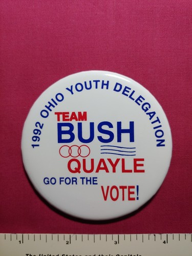 BUSH 41 OHIO YOUTH DELEGATION 1992 GO VOTE BUCKEYE POLITICAL PINBACK ...