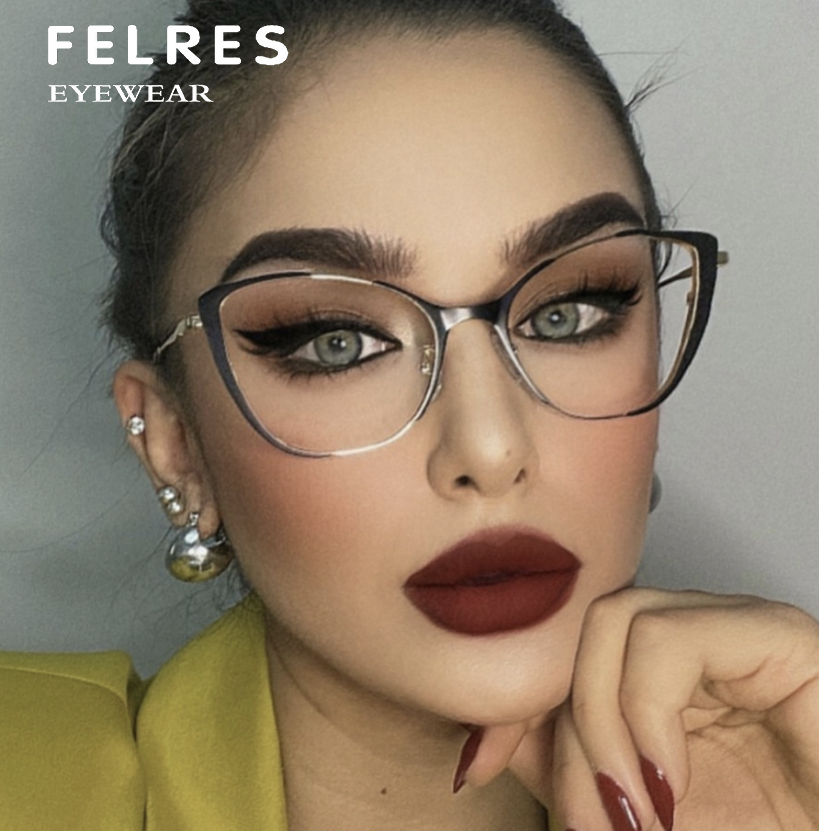 Damen Metall Cat Eye Anti Blaues Licht Lesebrille Mode Leser Brille +0. ...