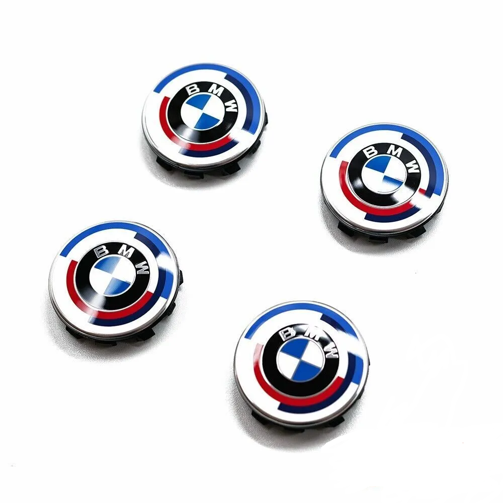 4x 56mm Wheel Center Hub Cap Logo Badge Emblem BMW Anniversary 50 Year ...