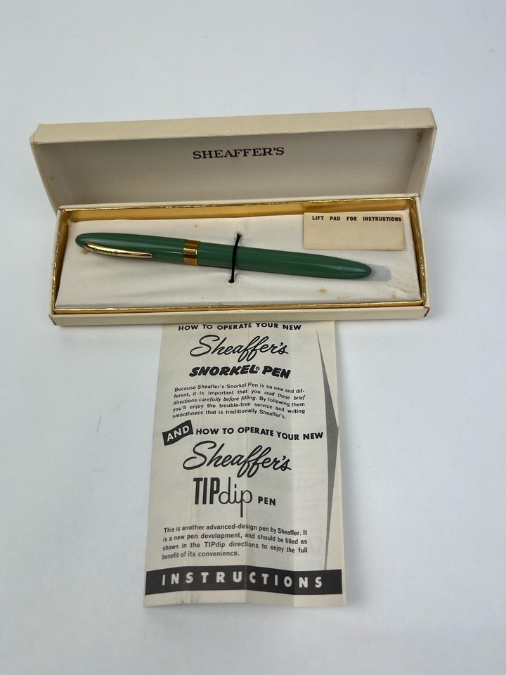 VINTAGE SHEAFFER ADMIRAL SNORKEL FOUNTAIN PEN IN PASTEL GREEN 14K M2 ...
