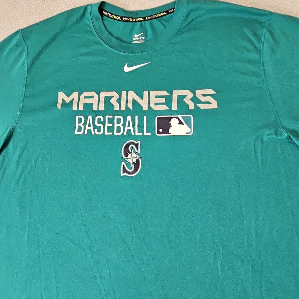 Nike Authentic Seattle Mariners Baseball T Shirt Teal Blue Silver XXL ...