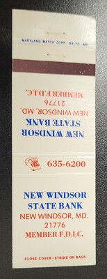 Matchcover New Windsor Maryland New Windsor State Bank | eBay