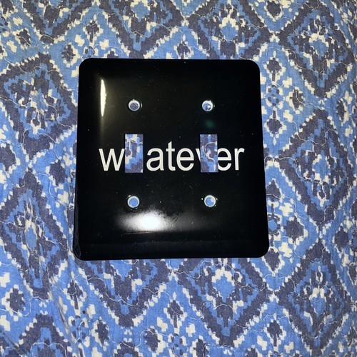 Black Metal “Whatever” Double Gang Switch Light Cover Plate Decorative ...