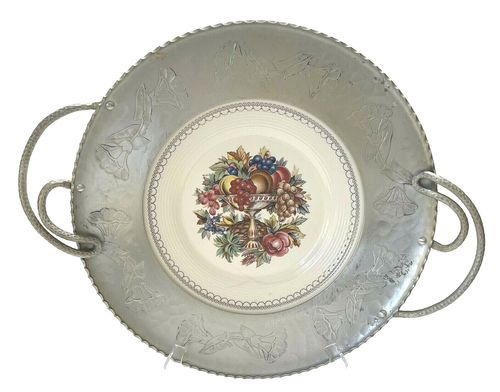 Vintage Triumph Wrought Farberware Hammered Aluminum Tray W/ Limoges ...