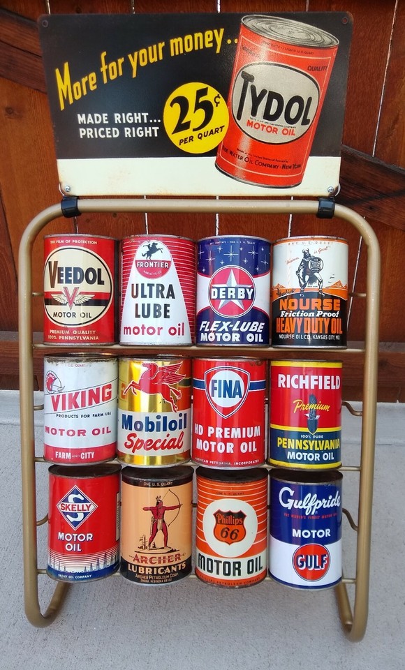 Sinclair Veedol Tydol Oilzum 12 Quart Motor Oil Can Display Rack ...
