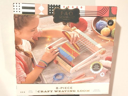 FAO SCHWARZ 8 PC CRAFT WEAVING LOOM HOBBIES CRAFTS AGE 4+ REUSEABLE ...