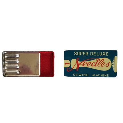 VTG Sewing Machine Needles Tin Box (2) Case Slide Open Blue Super ...
