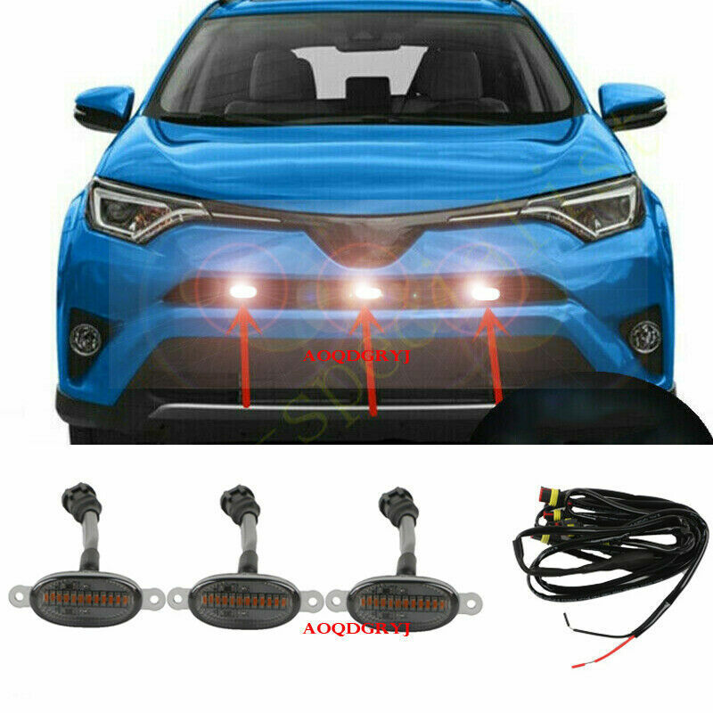 Smoke Front Grille Amber Lens LED Light Raptor Style Cover For Toyota ...