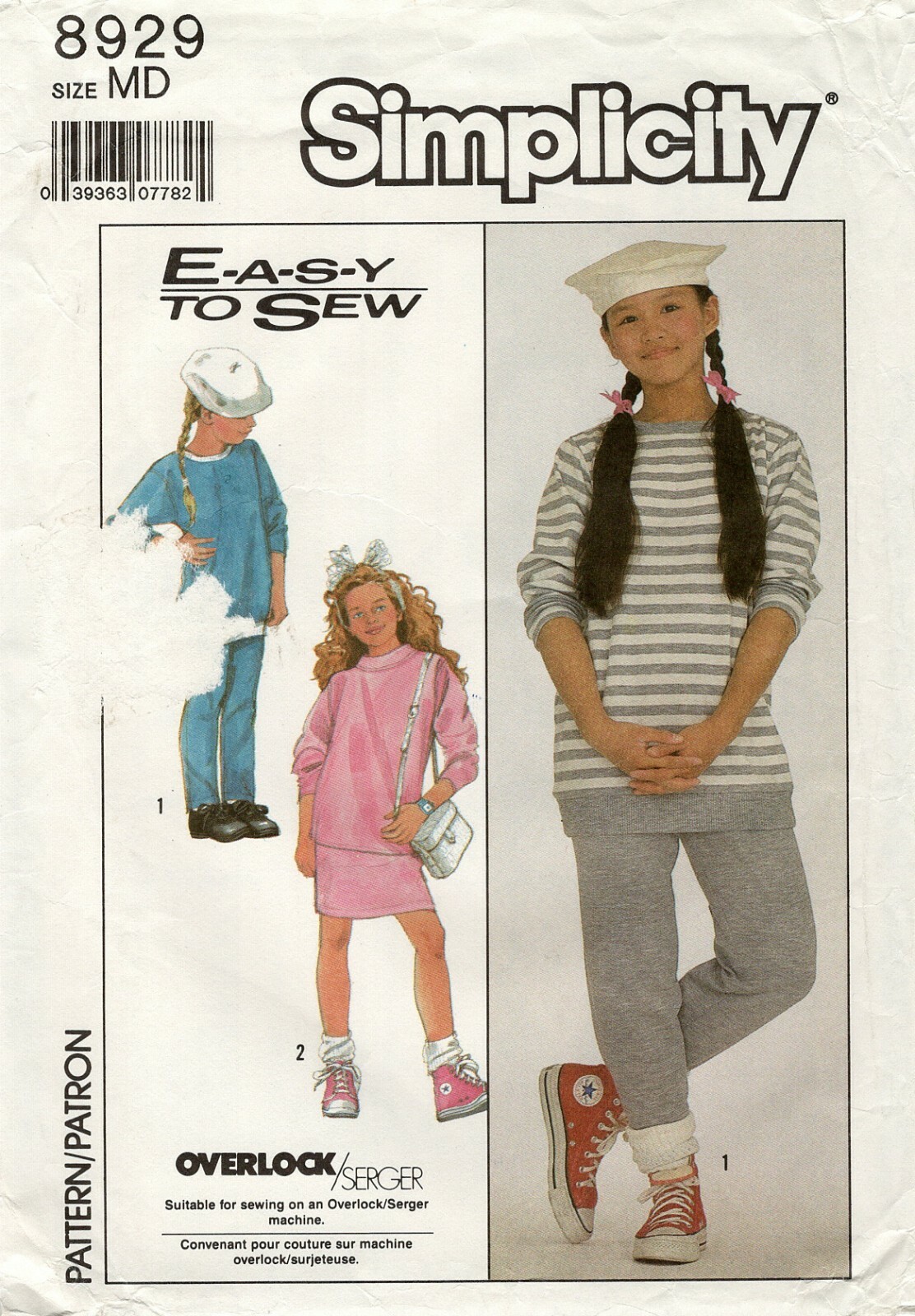 Simplicity 8929 Girls' Knit Tops w Ribbed Knit Band, Pants & Skirt Sz 8 ...