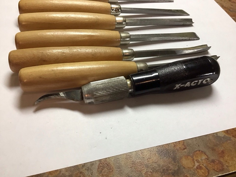 Set Of 6, Carving Wood Chisels And 1 X-ACTO Knife, Lot Of 7 PCs. | eBay