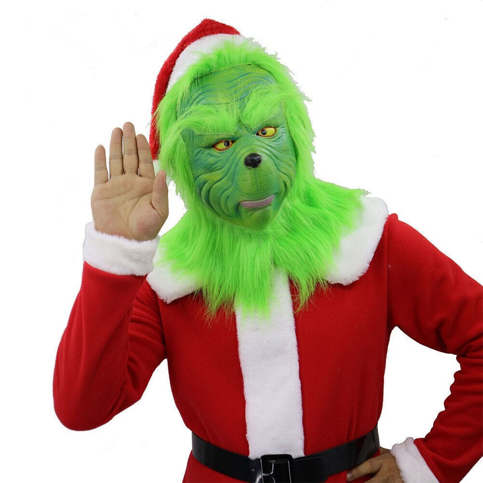 Christmas Gremlin Grinch Latex Mask Set Includes Mask with Gloves and ...