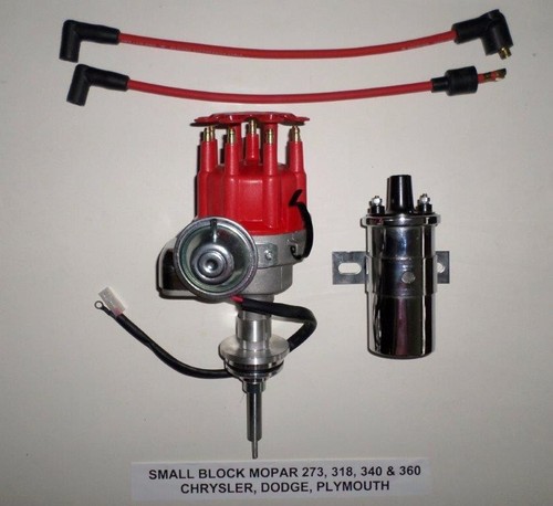 MOPAR Small Block 273-318-340-360 Red SMALL CAP HEI Distributor +Chrome ...