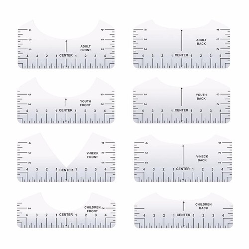 8Pcs Tshirt Ruler Guide, V-Neck/Round PVC Ruler Alignment, Children ...