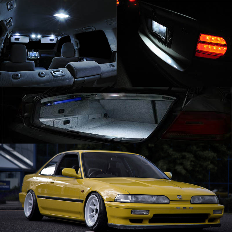 90-93 Integra 2Dr White LED Bulb Full Package Map Dome Trunk Glove Box ...