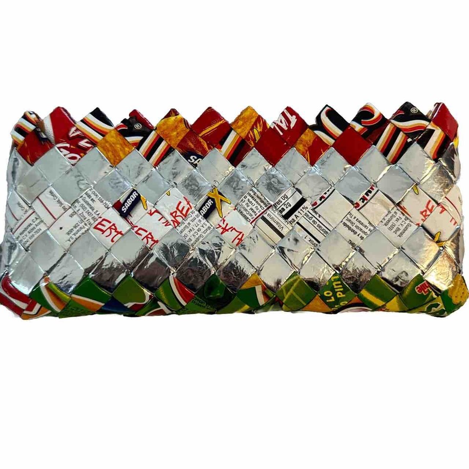 Candy Chip Snack Wrapper Purse Clutch Small Woven Recycled Red Zipper ...