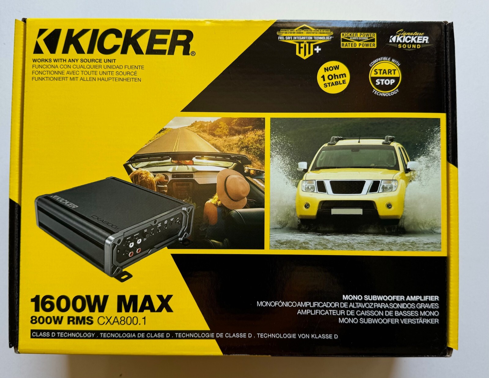 Kicker 46CXA8001 Car Audio Class D Amp Mono 1600W Peak Sub Amplifier ...