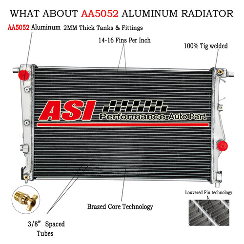 13401 2 Row Aluminum Radiator For 2014-2018 Jeep Cherokee 2.4L 3.2L ...