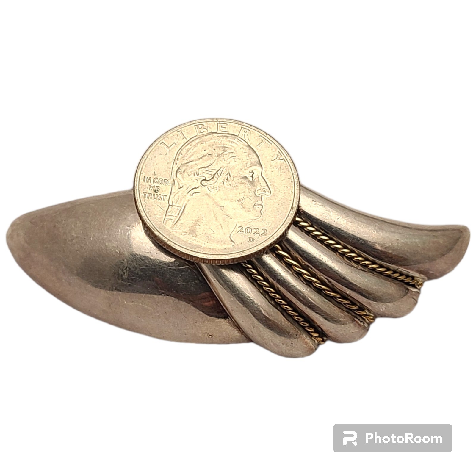 Vintage large Charles Krypell Sterling Silver 14k Gold Cone Rope pin ...