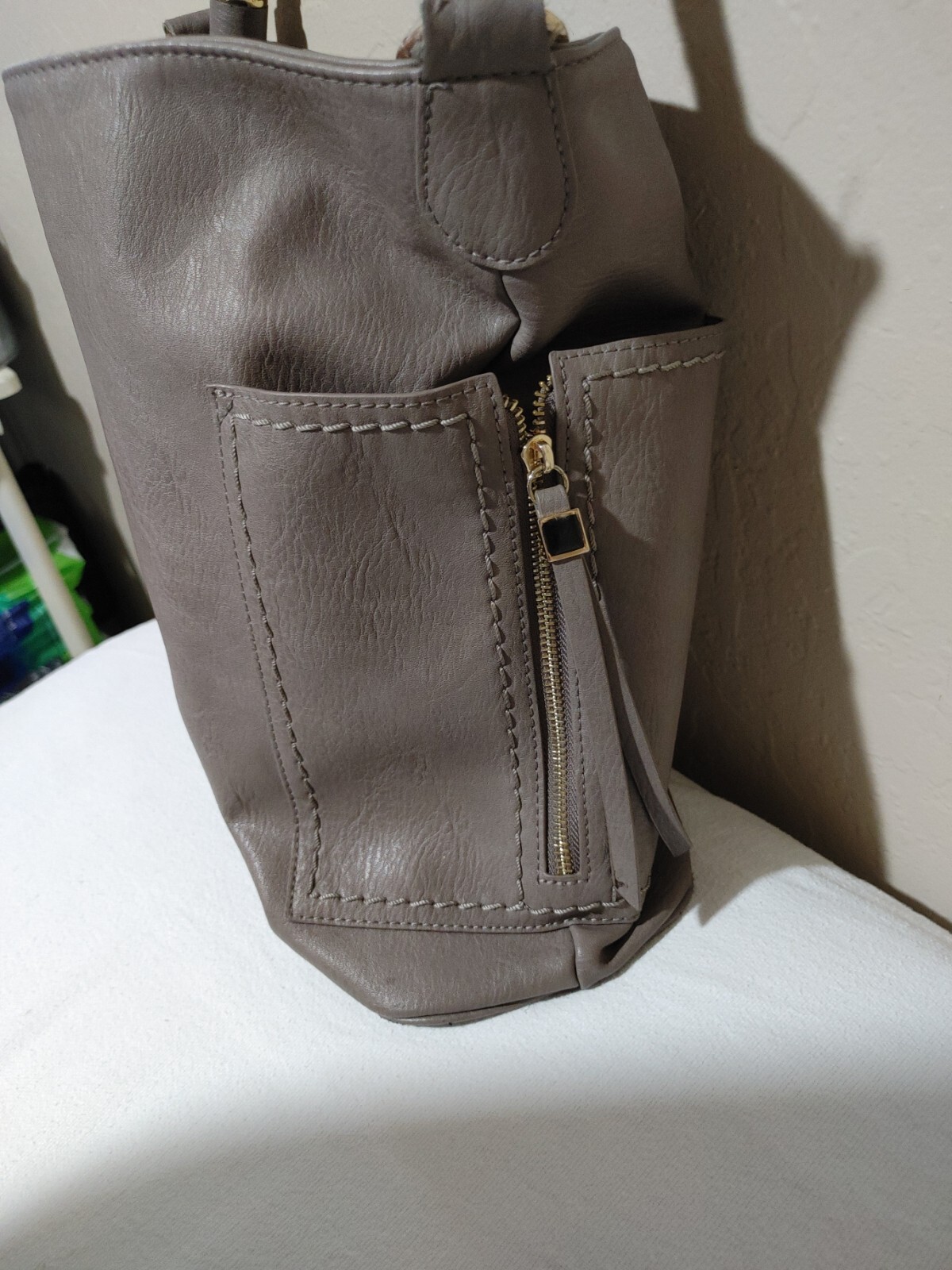 MIZTIQUE Tote Bag Women's Grey Hobo Handbag Vegan Leather Gold Trim ...