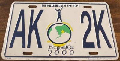 2000 AK 2K Booster License Plate Anchorage Alaska Race Run Running ...