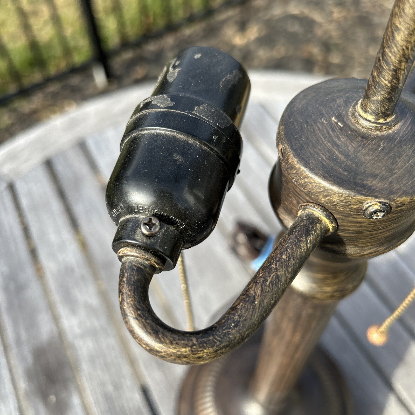 Arts & Crafts Mission Mica Tensor Bronze Tone Double Socket Table Lamp ...