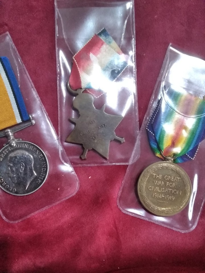 WW1 British war Medal Trio to 1335 E. Cooksey Royal Welsh Fusiliers ...