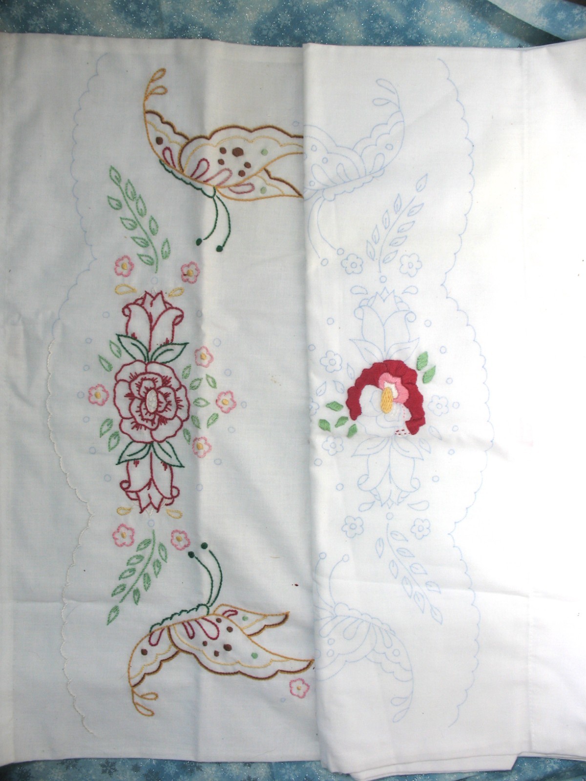 Pillowcases you finish Stamped to Embroider Project Floss included 1 ...