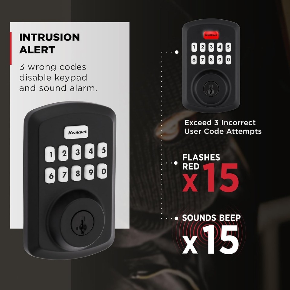 Kwikset Powerbolt 250 10-Button Keypad Electronic Deadbolt Door Lock ...