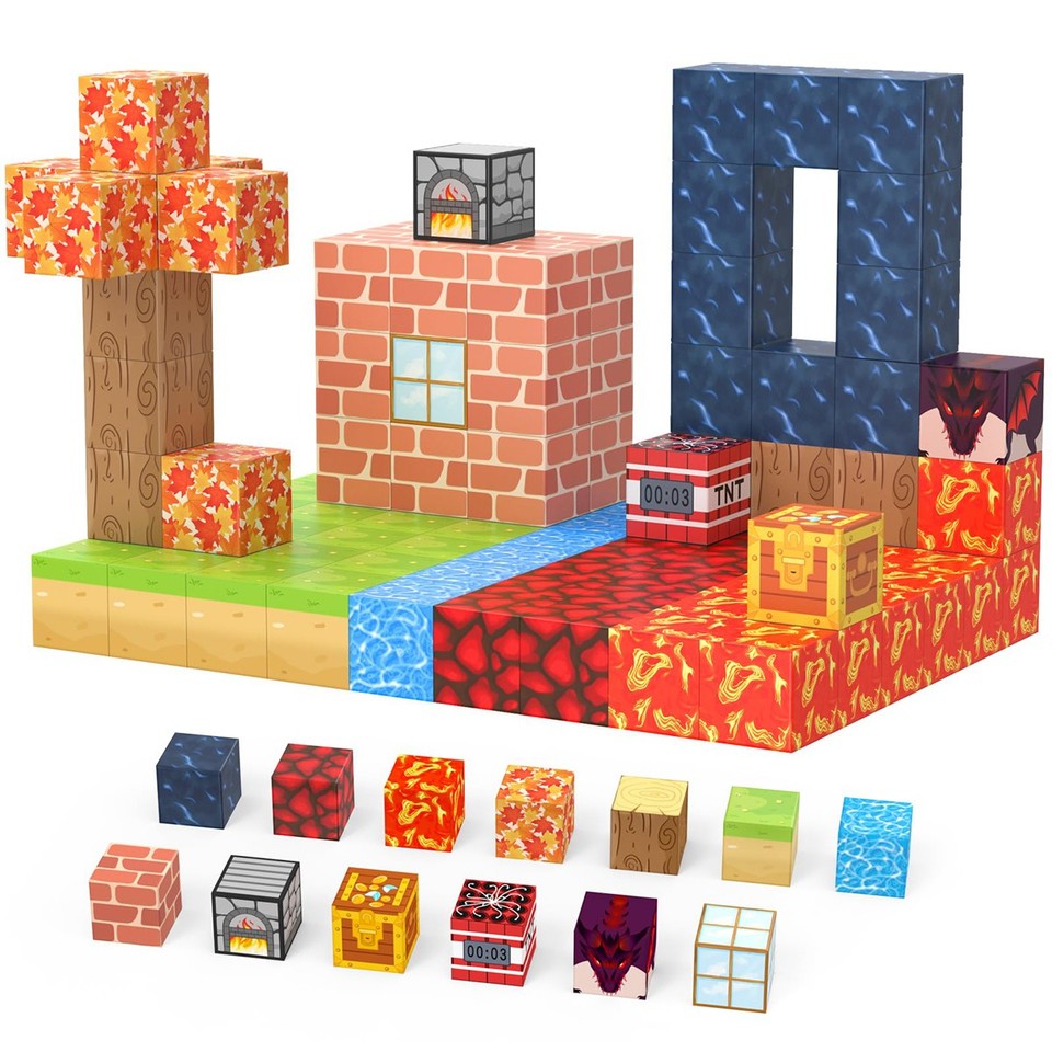 Magnetic Blocks -48-150Pcs Minecraft Magnetic Building Blocks Kid Toy ...
