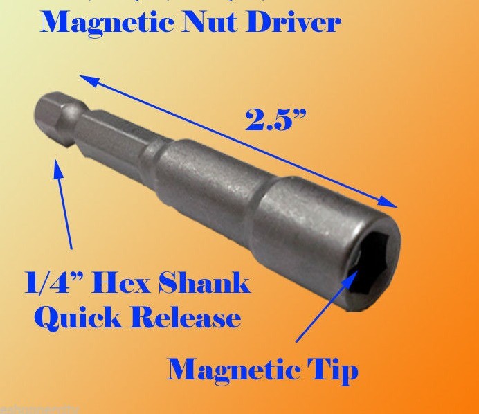 3 Pc 2.5" Magnetic 7/16" 1/2" 9/16 Nut Driver Set Quick Rapid Release ...