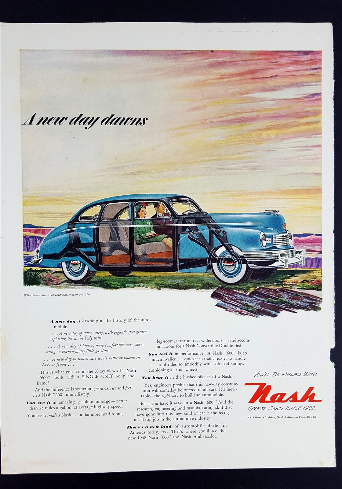 1948 Nash 600 Magazine Print Ad A New Day Dawns | eBay