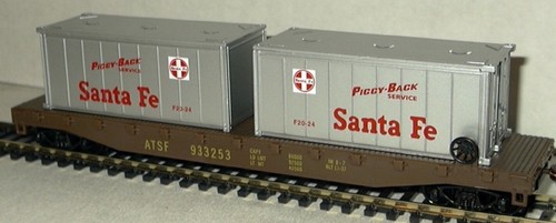HO SCALE MODEL POWER ATSF FLAT W/2 SANTA FE CONTAINERS | eBay
