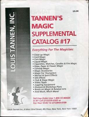 TANNEN'S MAGIC SUPPLEMENTAL CATALOG #17 - LOUIS TANNEN, INC. | eBay