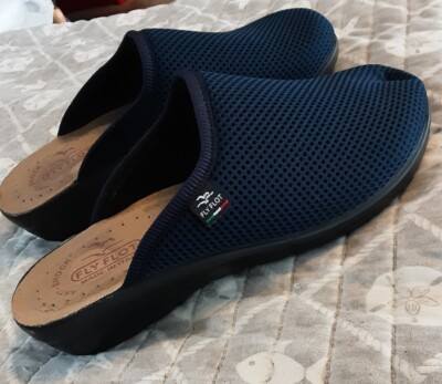 Fly Flot Navy Mesh Clogs Women's Size 7 1/2 Anti Shock Anatomic SlipOn ...