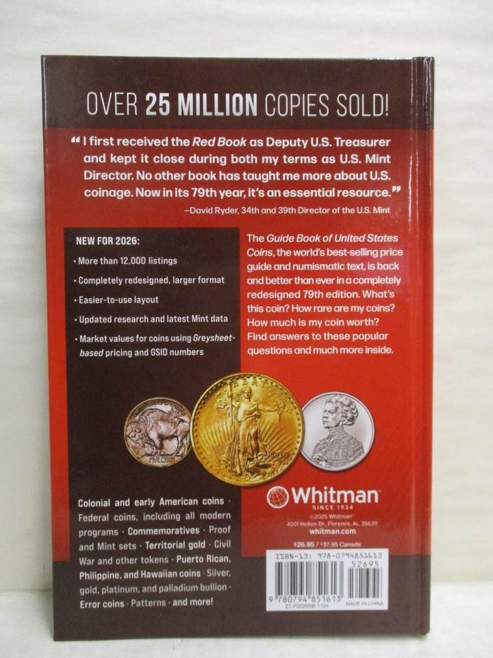 2026 Whitman Red Book United States Coins 79th Ed Hardcover Price Guide ...