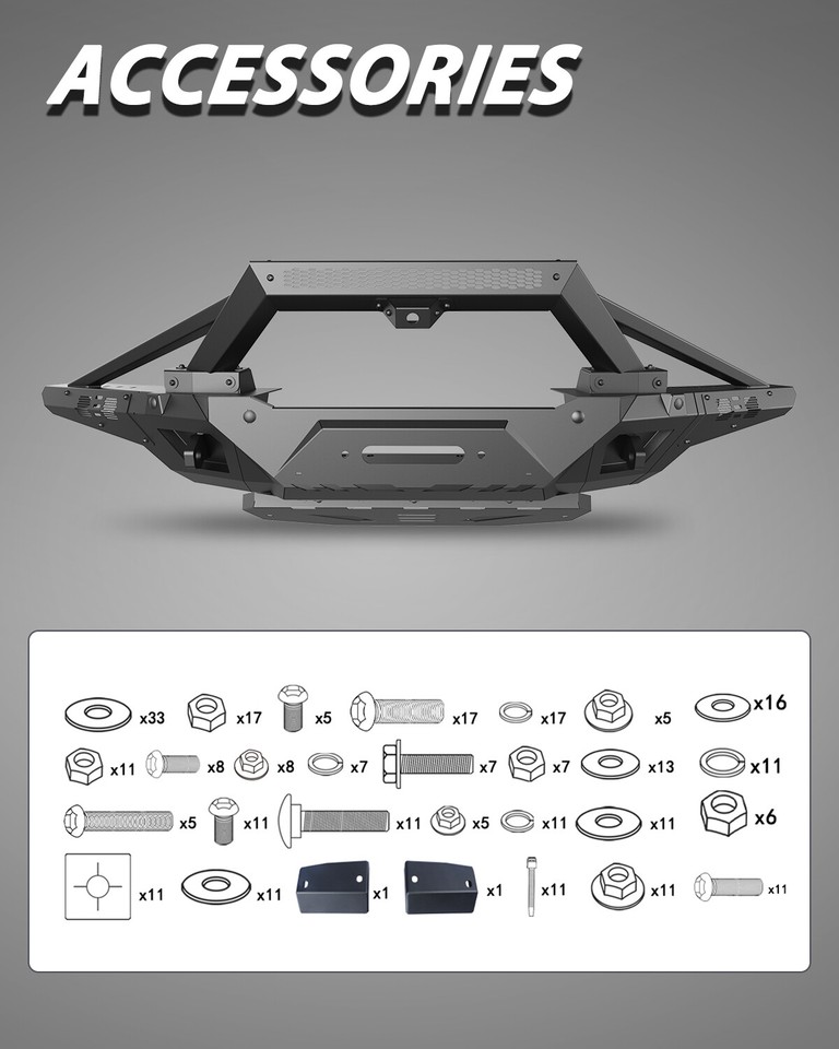 For 2021 2022 2023 Ford Bronco 4 in 1 Modular Front Bumper Side Wing ...