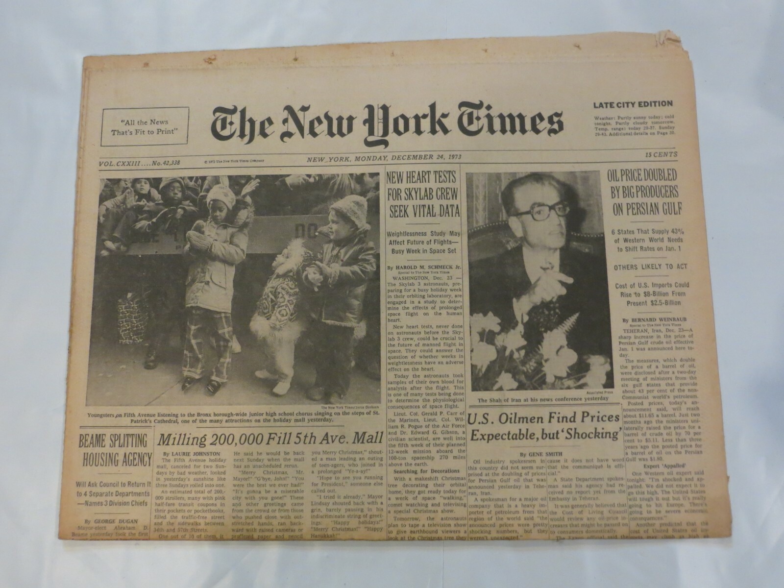 The New York Times December 24 1973 Heart Tests Skylab Oilmen 32 pages ...