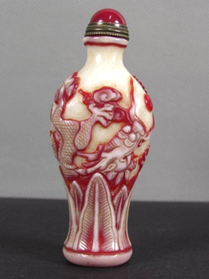 Snuff Bottles - Carved Dragon Phoenix Snuff Bottle