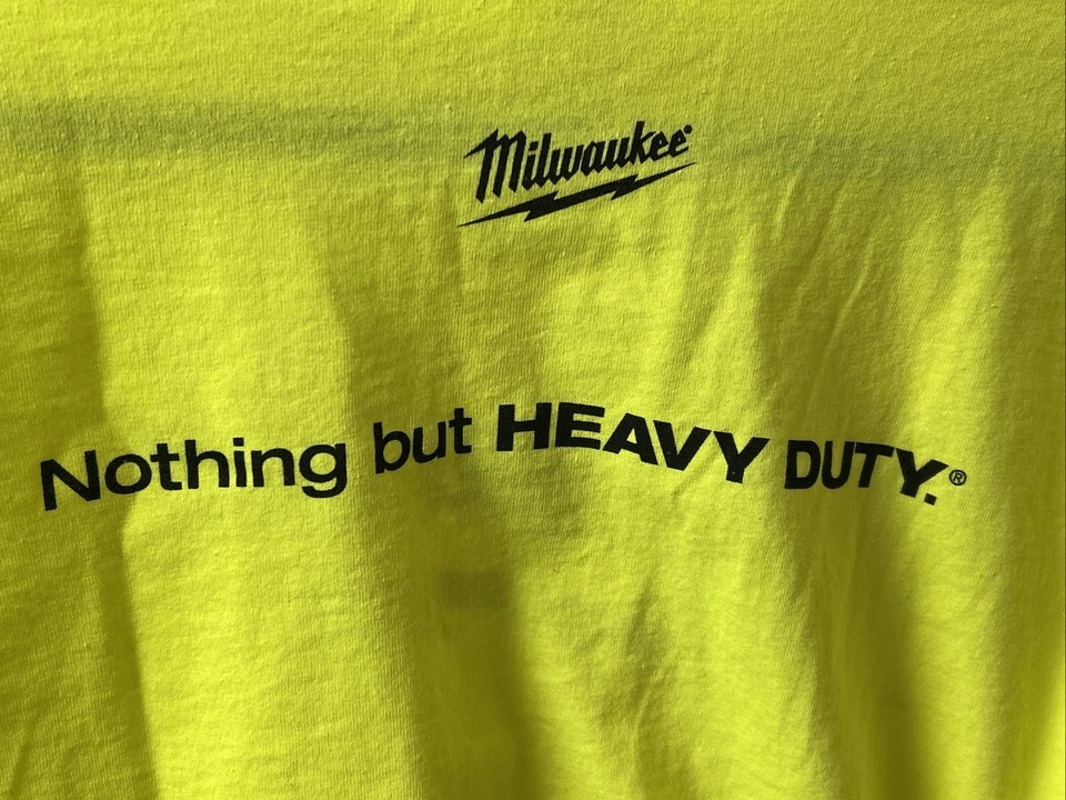 Milwaukee Logo High Visibility T Shirt Size L NOTHING BUT HEAVY DUTY ...