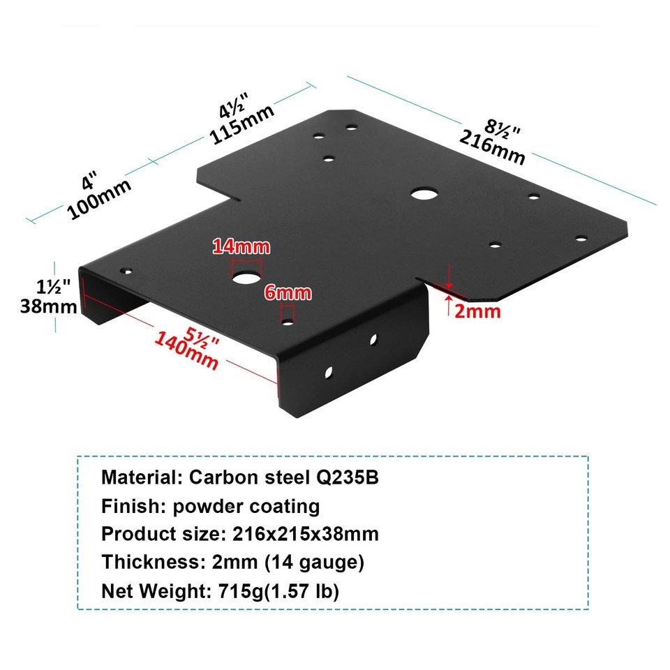 4 Pcs 6x6 Black T Shaped Post And Beam Connector Pergola Bracket ...