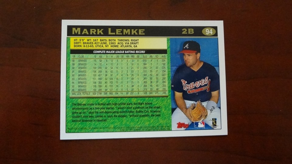 1997 TOPPS # 94 MARK LEMKE BASEBALL CARD | eBay