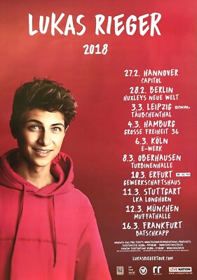 LUKAS RIEGER 2018 TOUR - orig. Concert Poster -- Konzert Plakat - DIN A1 | eBay