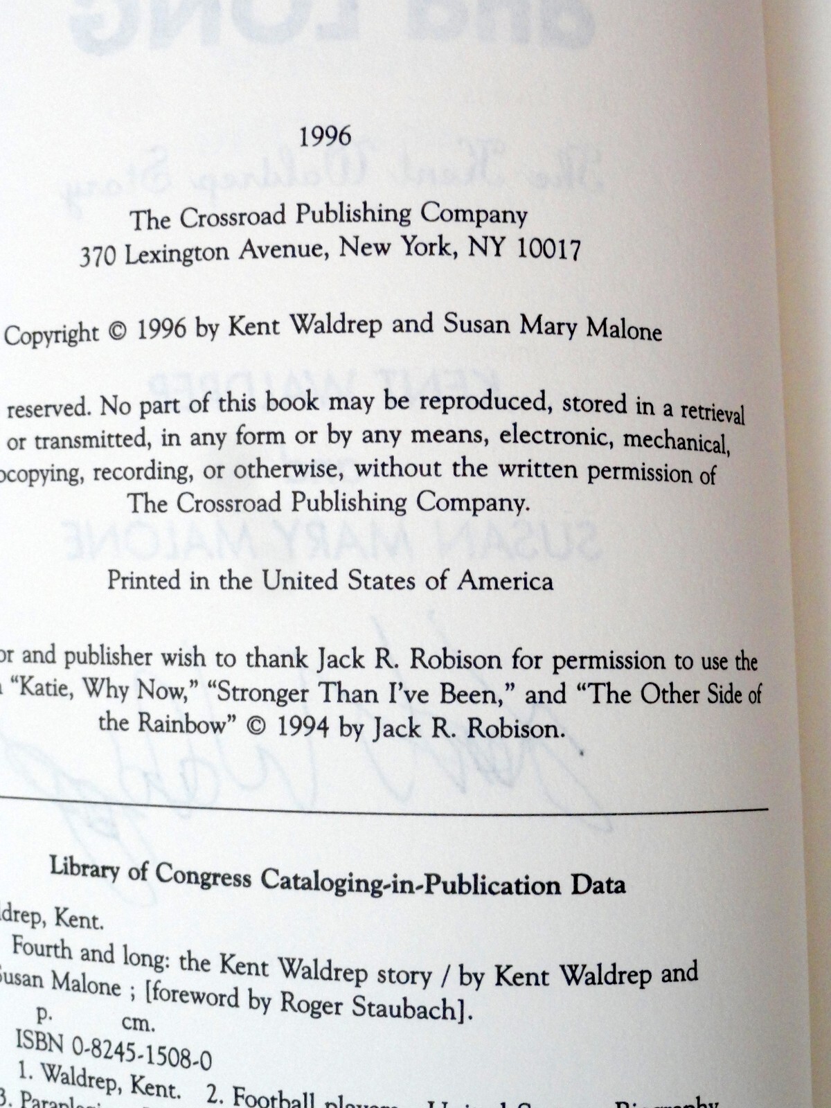 Fourth and Long : The Kent Waldrop Story by Susan Malone and Kent ...
