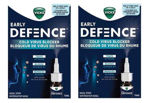 Vicks Early Defence Cold Virus Blocker Nasal Spray 2-Pack (2 x 15 mL ...