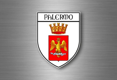 Sticker decal souvenir car coat of arms shield city flag palermo italia ...