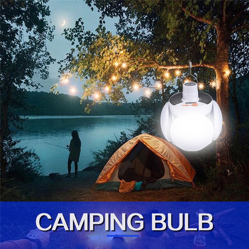 USA Solar LED Torch USB Rechargeable Night Light Outdoor Camping Lamp ...