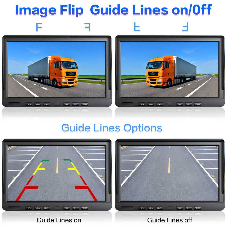 Digital Wireless Dash Cam Rear View DVR Split Screen For Truck Semi RV ...