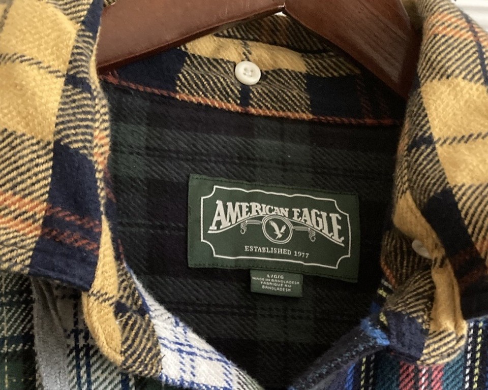 American Eagle Men’s Size Large Multi Color Plaid Flannel Shirt ...
