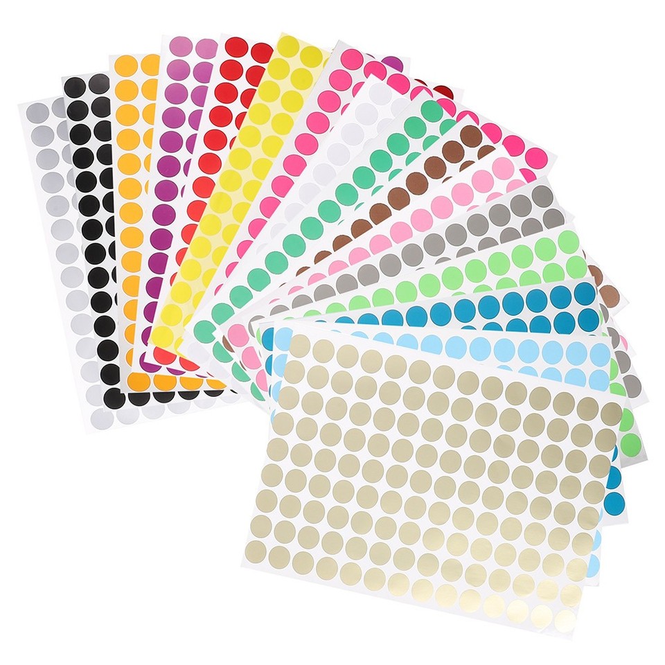 16 Sheets Color Dot Stickers: Self-Adhesive Circle Labels For Color ...